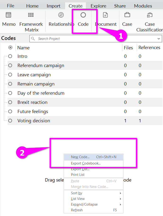 Open coding – SGSSS NVivo Guidance